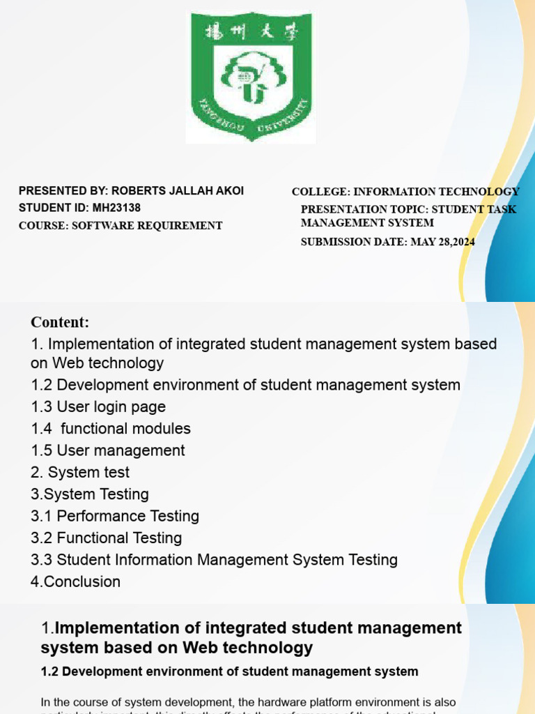 Implementation and Testing of Student Management System | PDF ...