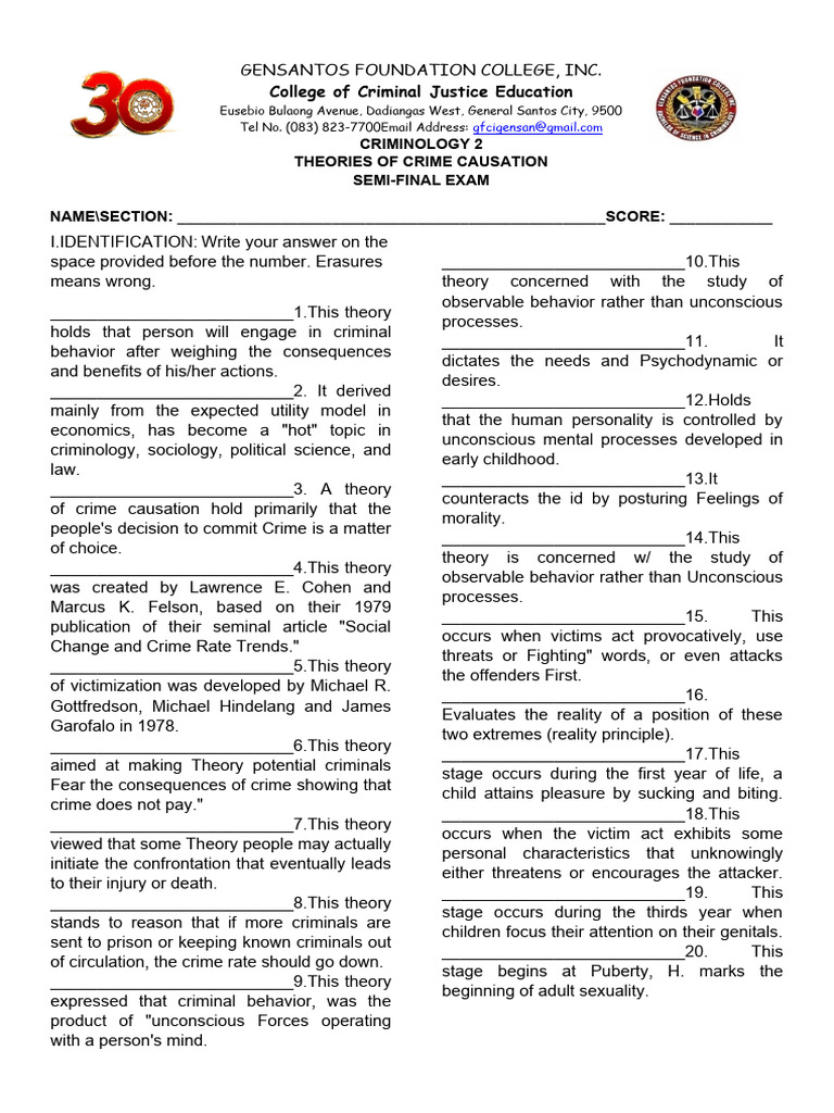 Crim 2 Semi Finals Exam | PDF | Crime & Violence | Crimes