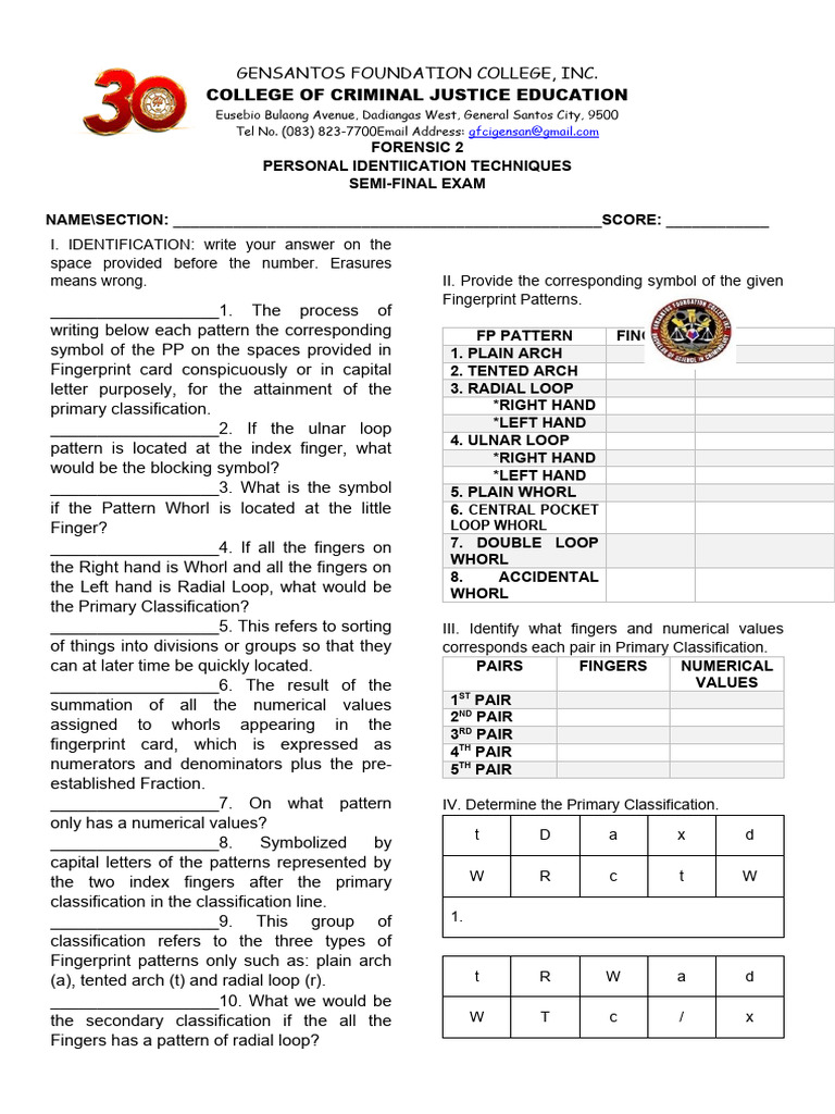 Forensic 2 Semi Final Exam | PDF | Fingerprint | Hand