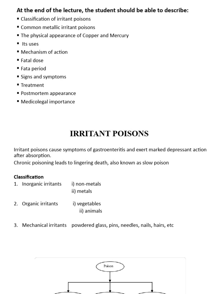 IRRITANT POISONS (Inorganic Metals) - Block K | PDF | Mercury (Element ...