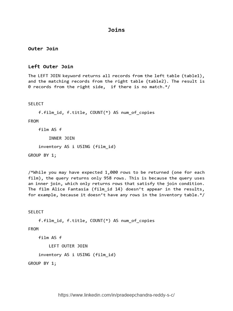 Joins | PDF | Data | Computer Programming Joins | PDF | Data | Computer Programming