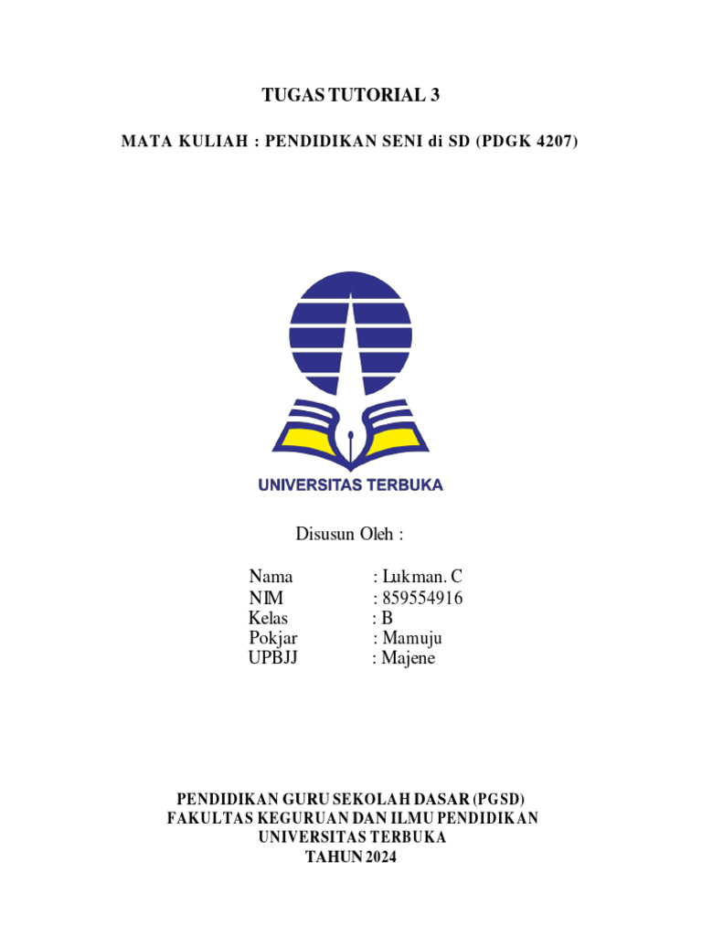 Tugas - 3 LUKMAN. C (Pendidikan Seni Di SD (PDGK 4207) | PDF