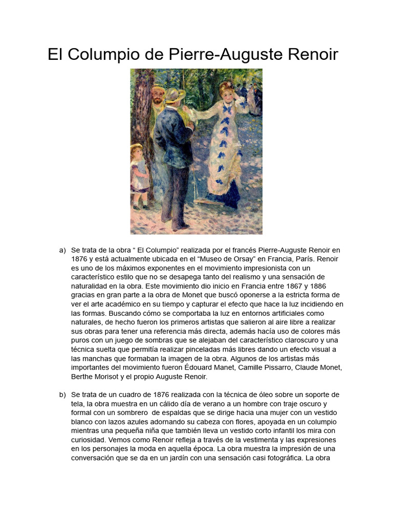 El Columpio de Pierre-Auguste Renoir - Documentos de Google | PDF | Pierre Auguste Renoir ...