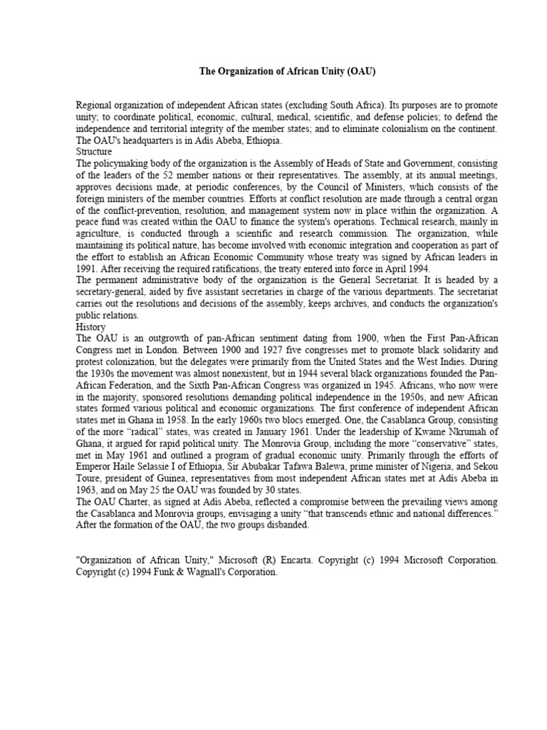 African Unity and Cooperation | PDF | Pan Africanism | Africa