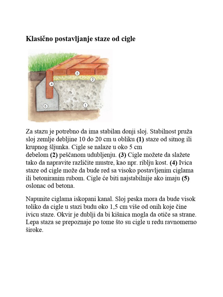 Klasično Postavljanje Staze Od Cigle | PDF
