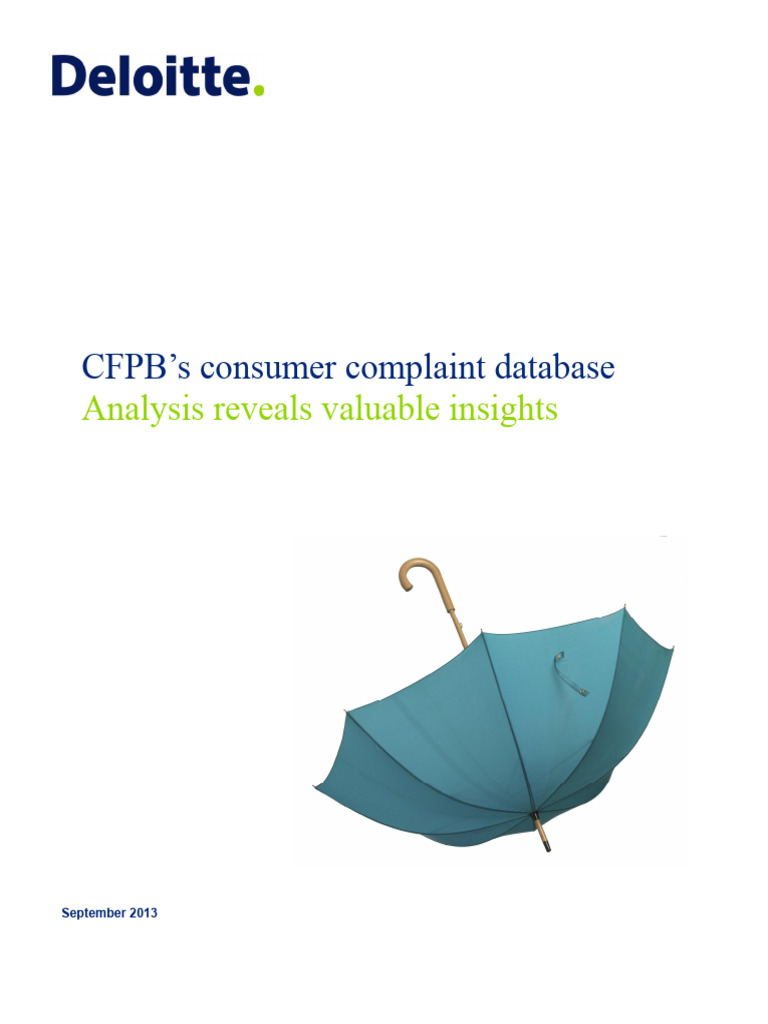 Us Fsi CFPB Consumer Complaint Database 091913 | PDF | Credit | Finance & Money Management