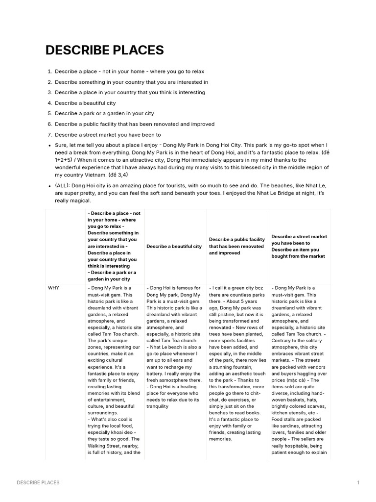 Describe A Place | PDF