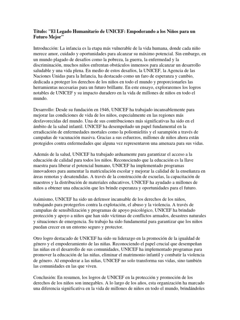 UNICEF | PDF | Unicef