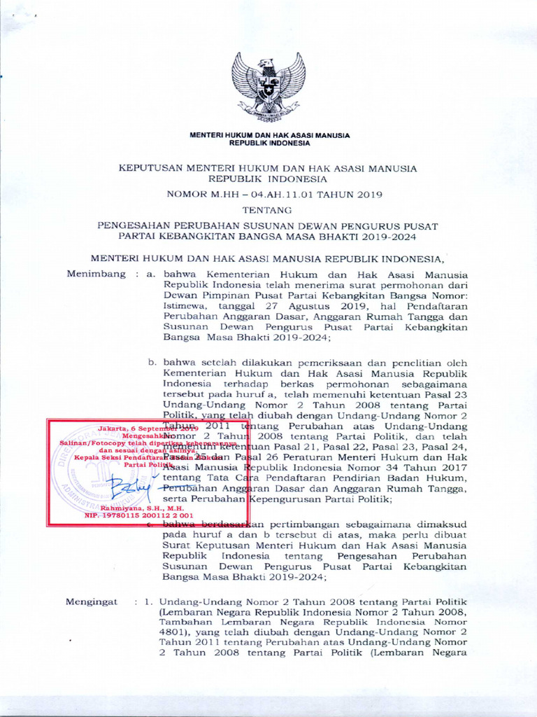 SK DPP PKB Periode 2019-2024 | PDF