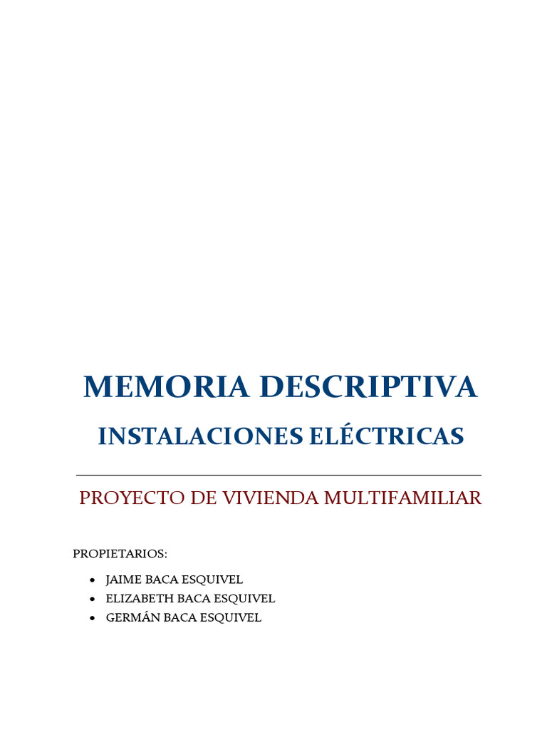 Memoria Descriptiva Electricas | PDF | Conductor electrico | Cobre