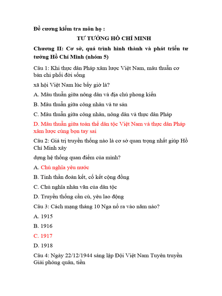 DE CUONG CAU HOI KIEM TRA TTHCM | PDF