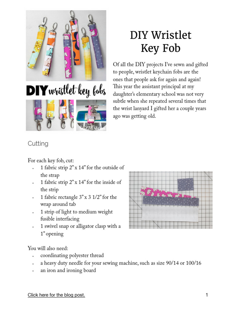 DIY Wristlet Key Fob Tutorial | PDF | Seam (Sewing) | Sewing