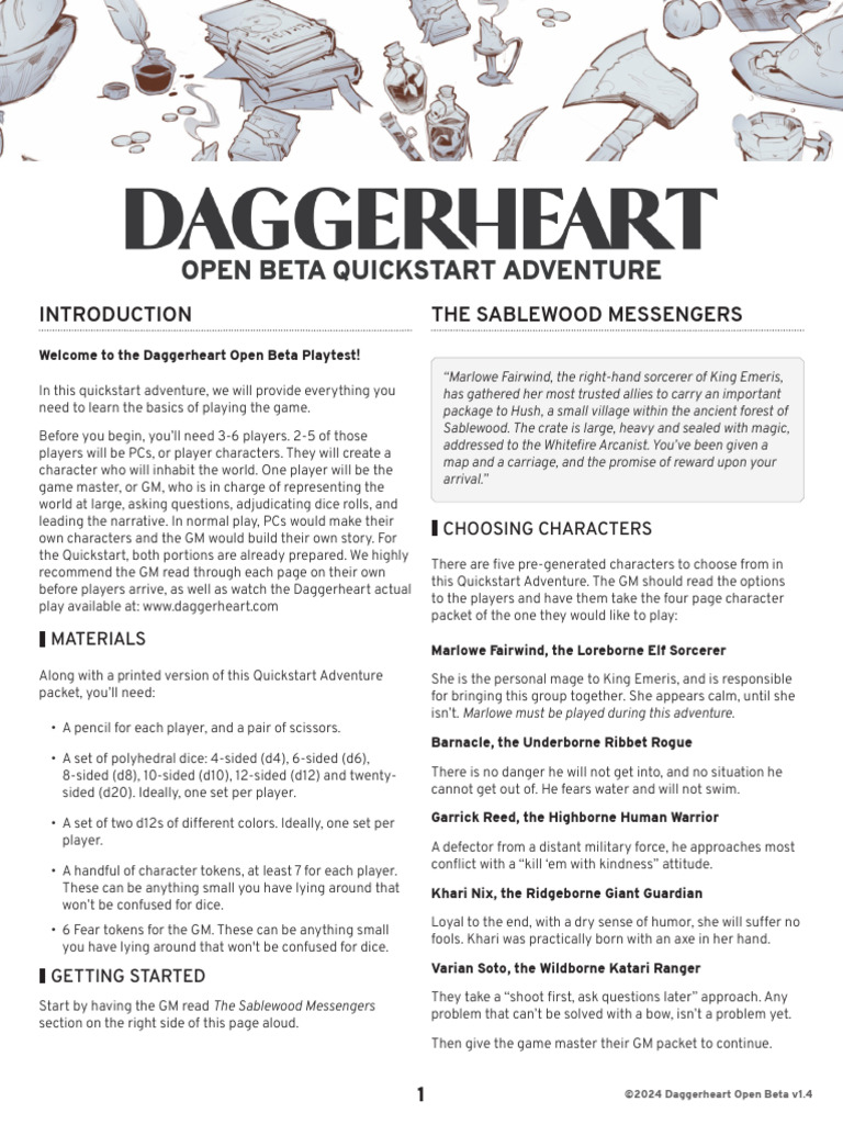 Quickstart Adventure v1.4 | PDF | Dice | Gaming