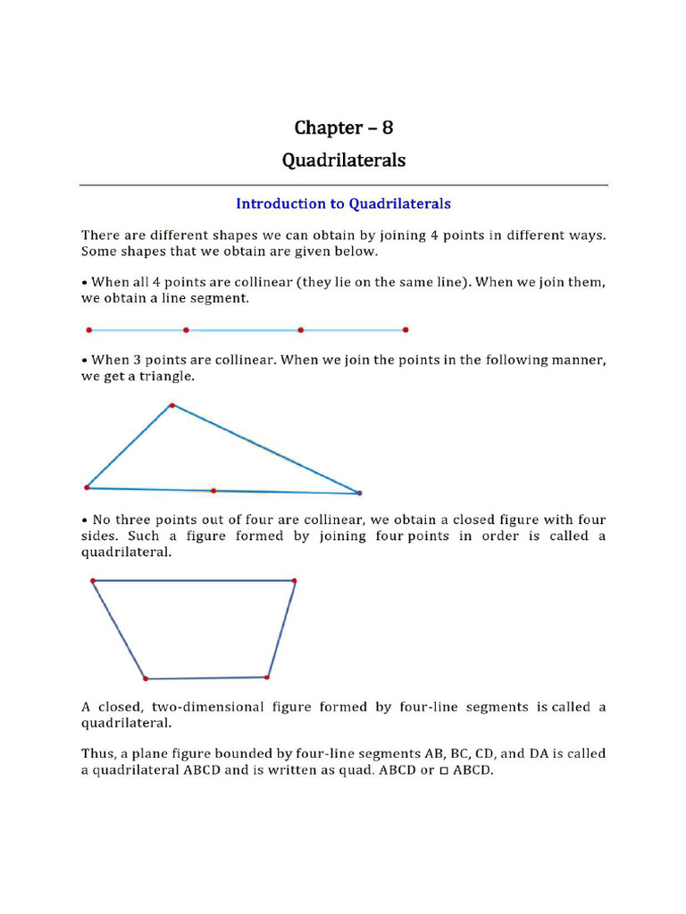 Quadrilaterals (Class Note) | PDF