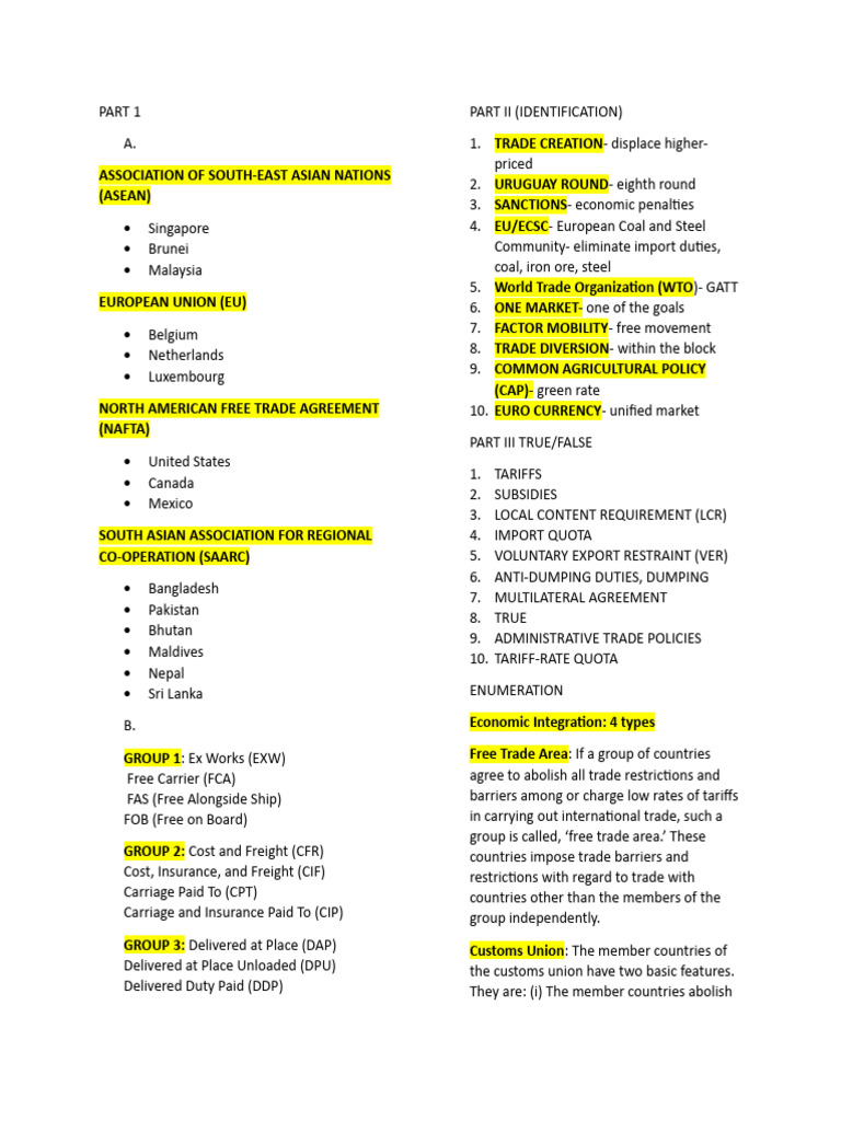 Bafin Reviewer | PDF | Dumping (Pricing Policy) | Free Trade