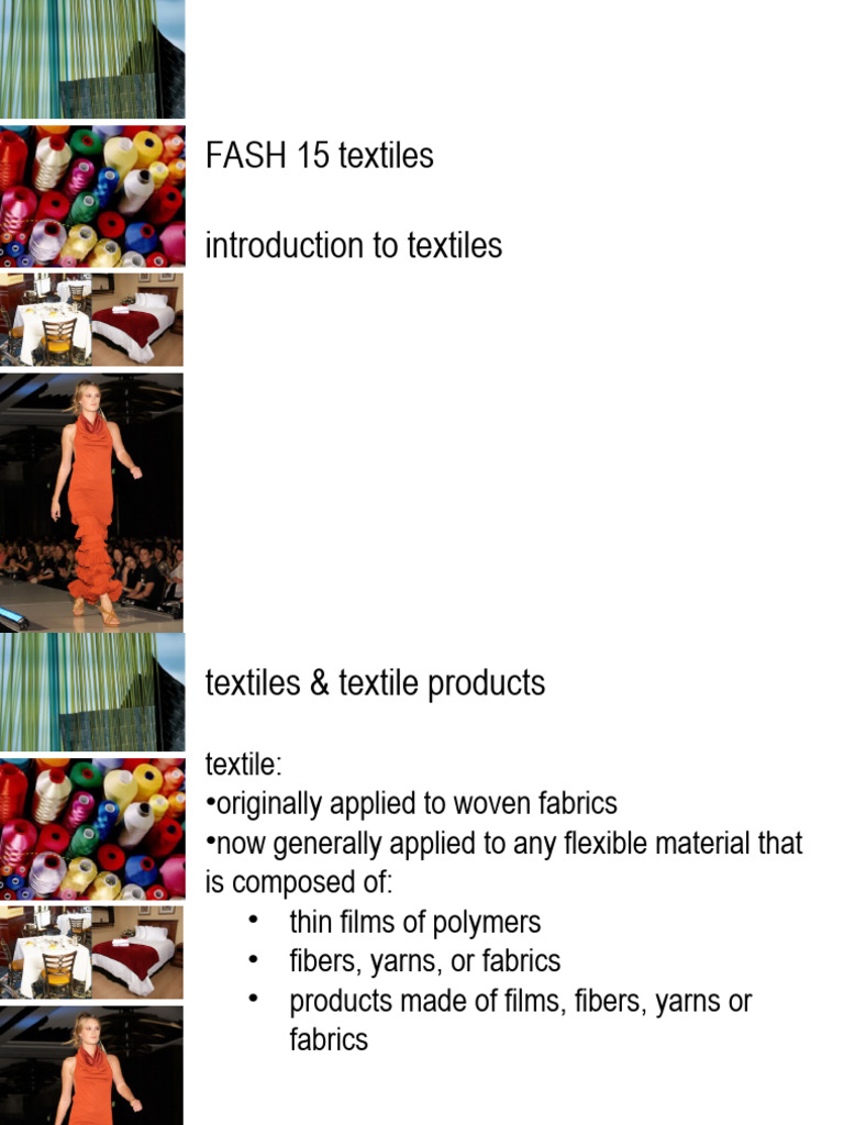 Week 1 - Intro To Textiles | PDF | Textiles | Yarn