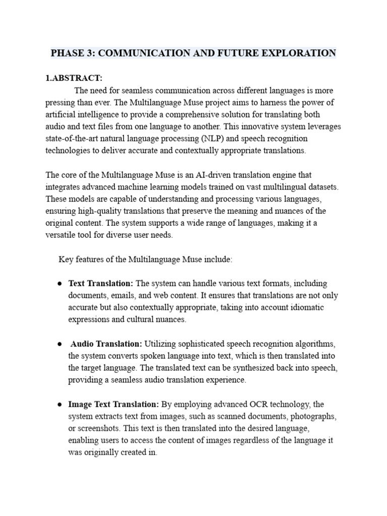 Phase 3 - Communication and Future Exploration.. | PDF | Translations ...
