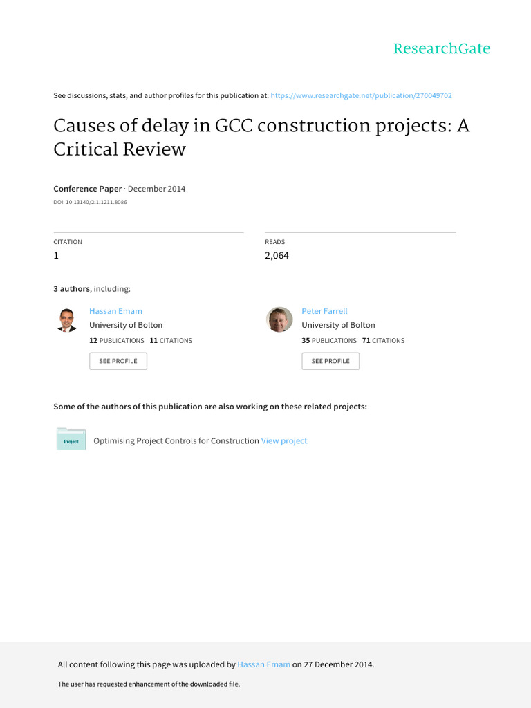 CAUSES OF DELAY IN GCC CONSTRUCTION PROJECTS - A Critical Review | PDF | Gulf Cooperation ...