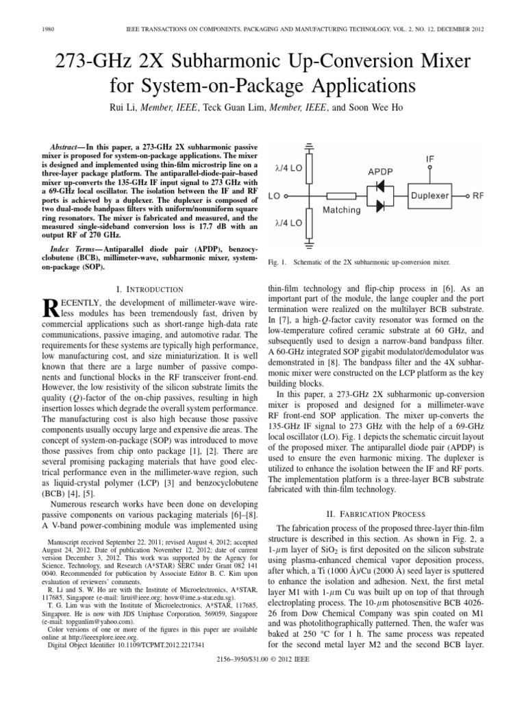 TCPMT 2012 2217341 | PDF | Filter (Signal Processing) | Computer Engineering