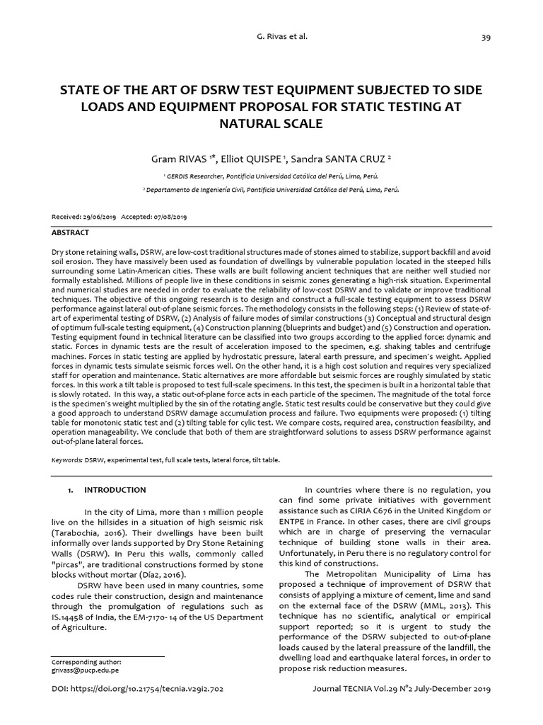 DSRW Testing Equipment for Seismic Forces | PDF | Force | Friction