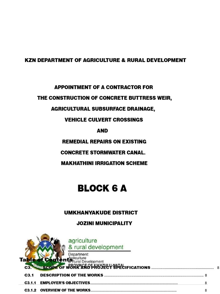 Specifications Tender Block 6 - FINAL 2022 | PDF | Drainage | Irrigation