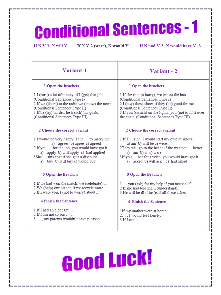 Conditional Sentences 1 Grammar Drills - 92231 | PDF | Home & Garden