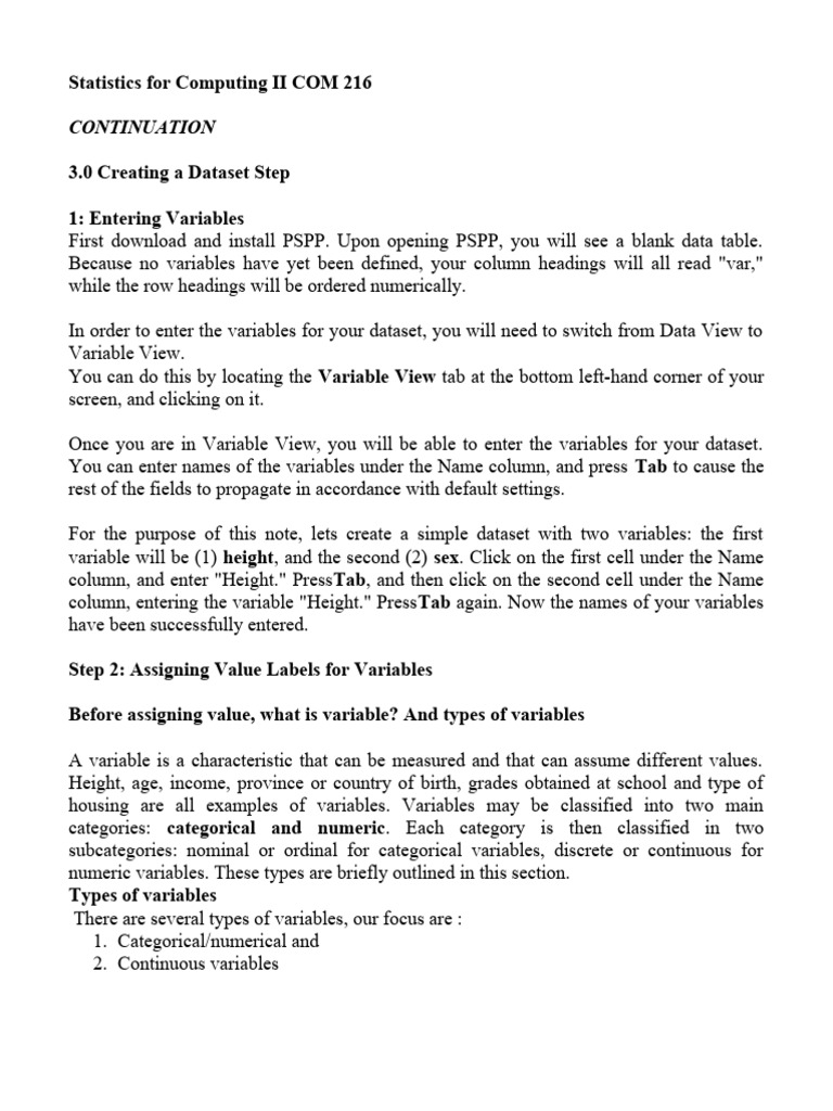 PSPP Dataset Creation and Analysis Guide | PDF | Categorical Variable ...