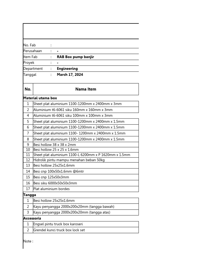 RAB Box Pump Banjir | PDF