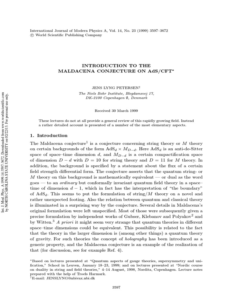 Petersen 1999 | PDF | String Theory | Theory Of Relativity