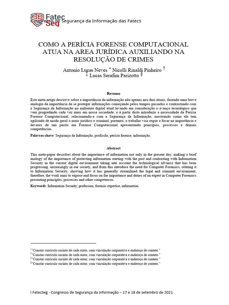 Artigo TCC | PDF | Crimes cibernéticos | Segurança de computadores