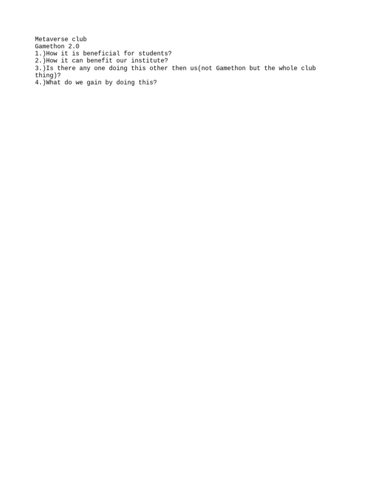 Benefits of Metaverse Club for Students | PDF