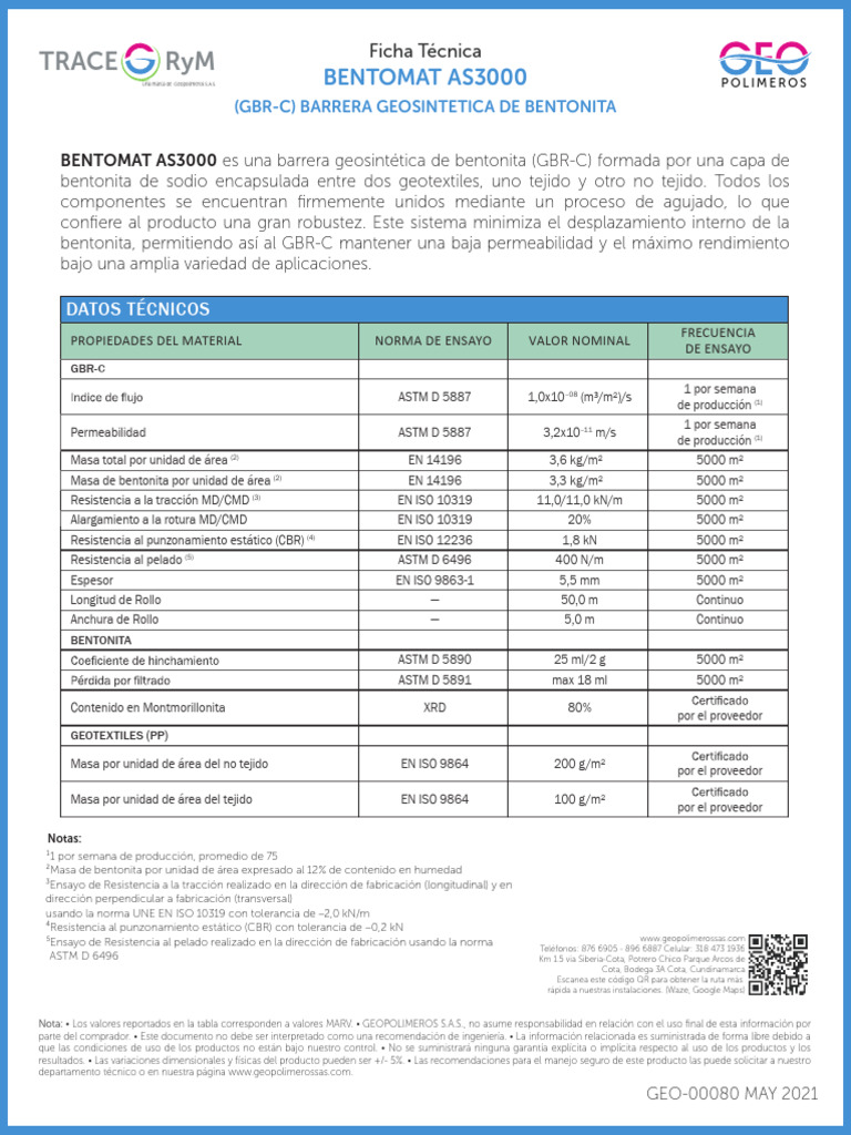 GEO-00080 Ficha Técnica Bentomat AS3000 | PDF | Materiales