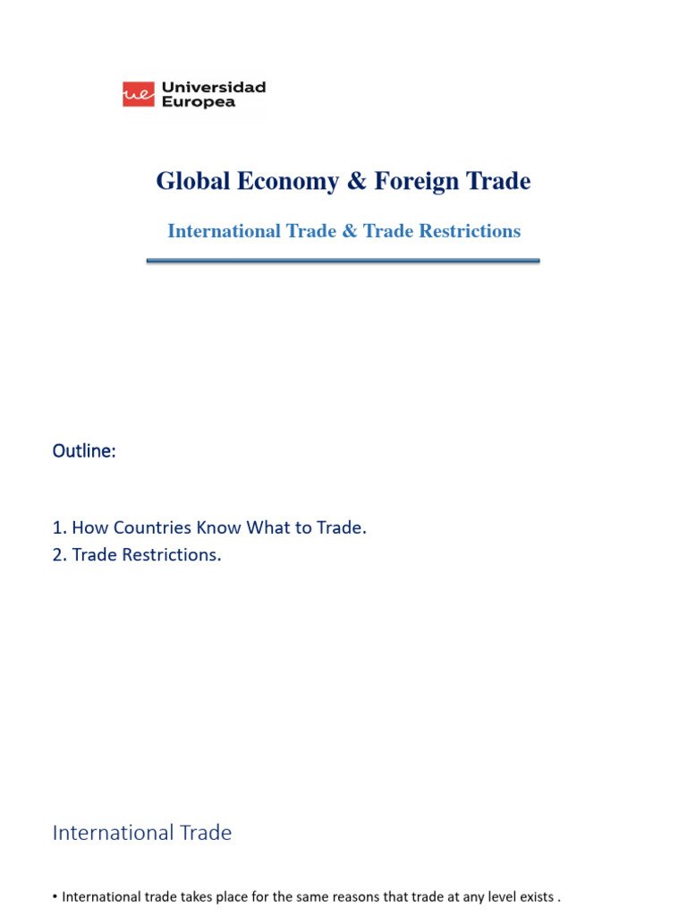 Global Economy & Foreign Trade - Unit 4 - International Trade | PDF ...
