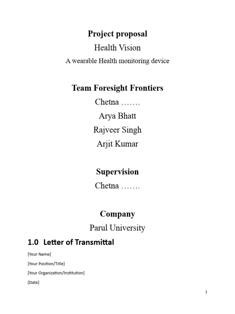 Project Proposal | PDF | Wearable Technology | Monitoring (Medicine)
