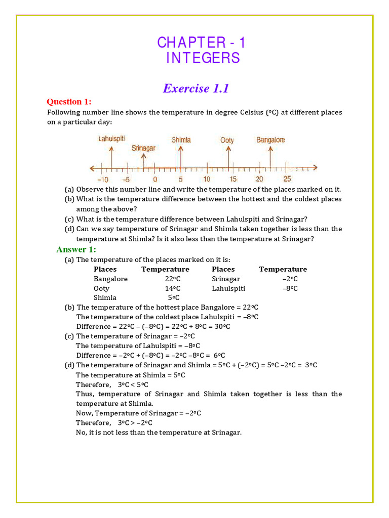 Class 7 Math Integer Fraction Data Handling | PDF | Integer | Sea Level