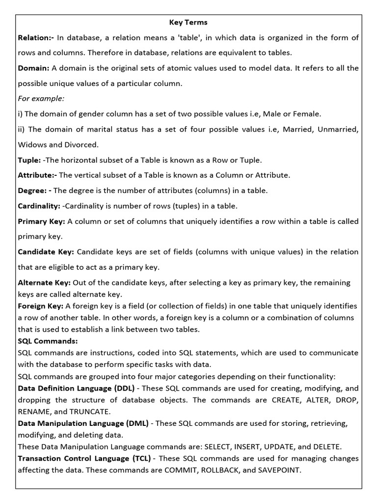 Important MYSQL Commands | PDF | Relational Database | Table (Database) Important MYSQL Commands | PDF | Relational Database | Table (Database)