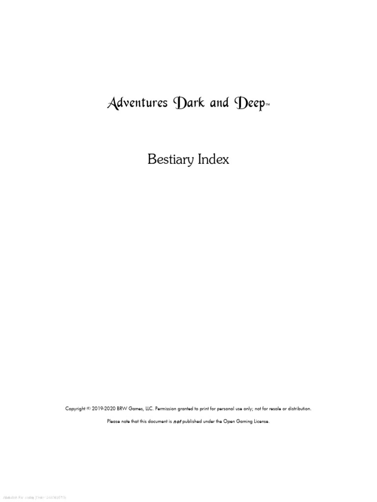 Adventures Dark and Deep Bestiary Index | PDF | Angel