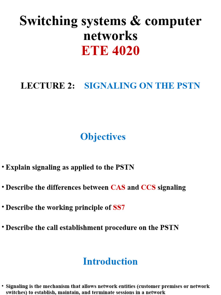 L2 - Signalling On The PSTN | PDF | Signaling (Telecommunications ...