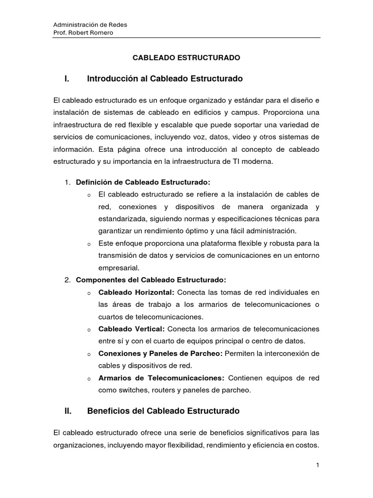 Introducción al Cableado Estructurado | PDF | Telecomunicaciones ...