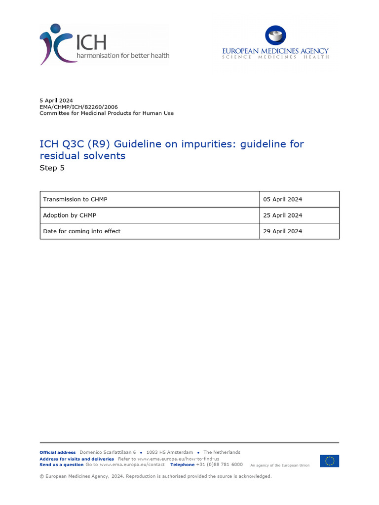 Ich Q3C (R9) | PDF | Toxicity | Solvent