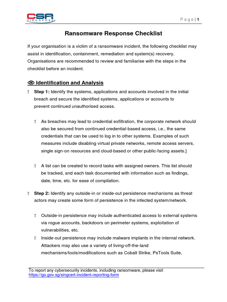 Ransomware Response Checklist Guide | PDF | Ransomware | Malware