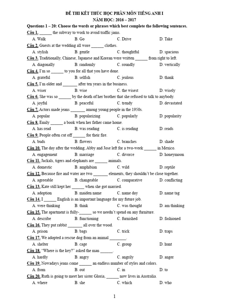 English I Final Exam 2016-2017 | PDF | Fashion
