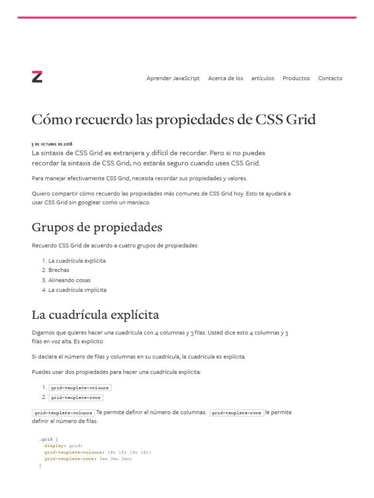 Cómo Recuerdo Las Propiedades De Css Grid Zell Liew Pdf Informática Ingeniería De Software 