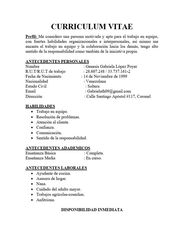 Currículum Vitae de Genesis López | PDF