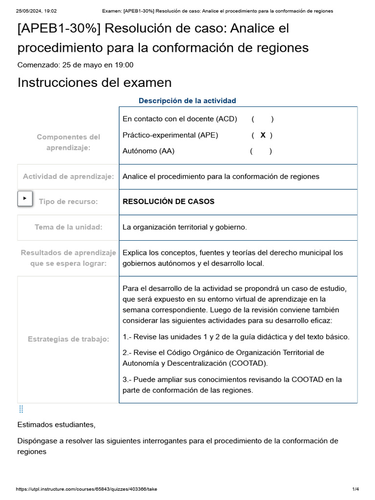 Examen - (APEB1-30%) Resolución de Caso - Analice El Procedimiento para La Conformación de ...