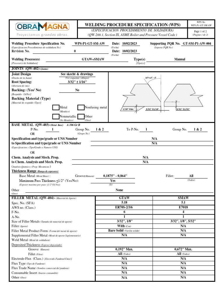 WPS CS Gtaw Smaw (1) Om | PDF | Procesos de negocio | Calefacción eléctrica