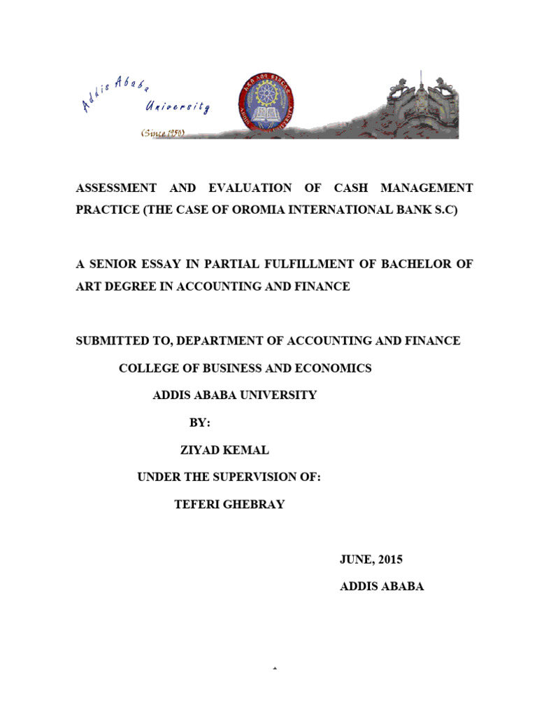 Assessment and Evaluation of Cash Management Practice | PDF | Banks | Cash