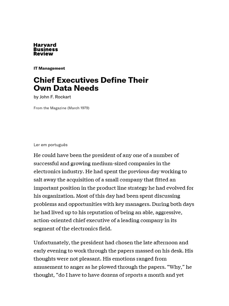 Chief Executives Define Their Own Data Needs | PDF | Information | Hospital