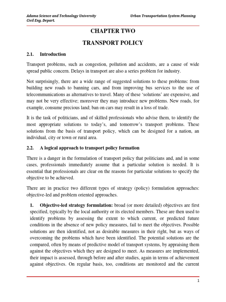 Chapter 2 - Two Tranport Policy | PDF | Taxes | Parking