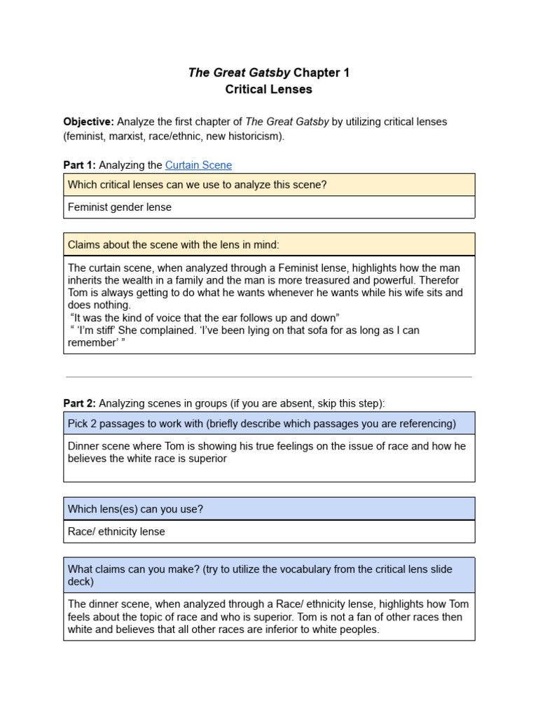 William Forrest - The Great Gatsby Chapter 1 | PDF | Race (Human ...